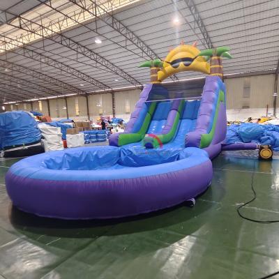 中国 商用水滑り場 完全PVC 双車線 充気式水滑り場 密閉水池 販売のため