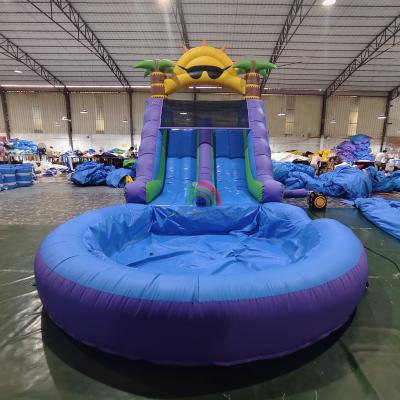 Cina Slide acquatico commerciale a doppia corsia in PVC a doppia corsia, slitta idraulica gonfiabile con piscina idraulica a spruzzo in vendita