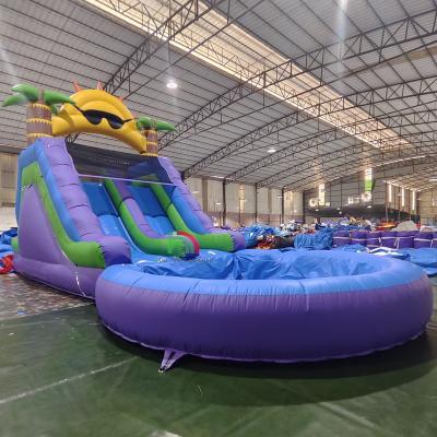 Cina Slide acquatico commerciale a doppia corsia in PVC a doppia corsia, slitta idraulica gonfiabile con piscina idraulica a spruzzo in vendita