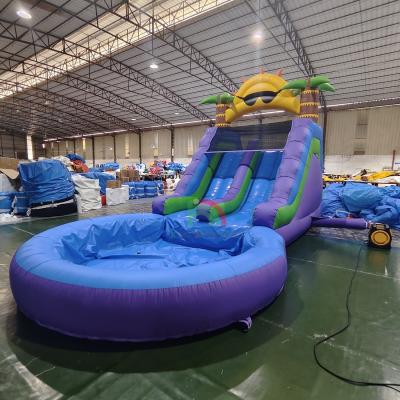 Cina Slide acquatico commerciale a doppia corsia in PVC a doppia corsia, slitta idraulica gonfiabile con piscina idraulica a spruzzo in vendita