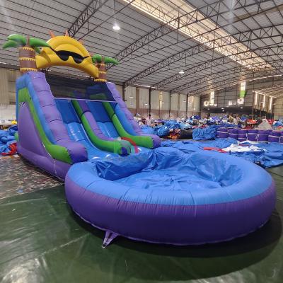 Cina Slide acquatico commerciale a doppia corsia in PVC a doppia corsia, slitta idraulica gonfiabile con piscina idraulica a spruzzo in vendita