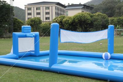 China PVC Inflatable Sport Game Blue Inflatable Water Volleyball Net Field Soccer Field Arena Court Inflatable Soccer Court Field for sale