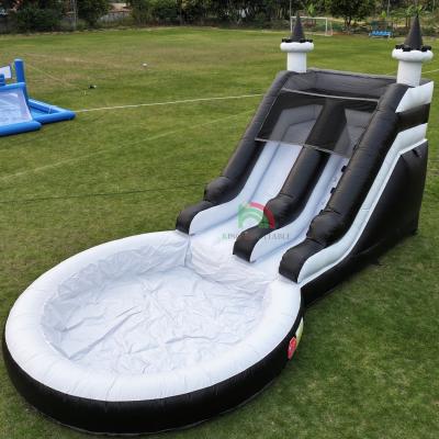Cina Scivolo d'acqua gonfiabile scivolo d'acqua bianco e nero scivolo per bambini con vasca d'acqua più grande in vendita