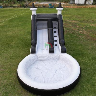 Cina Scivolo d'acqua gonfiabile scivolo d'acqua bianco e nero scivolo per bambini con vasca d'acqua più grande in vendita