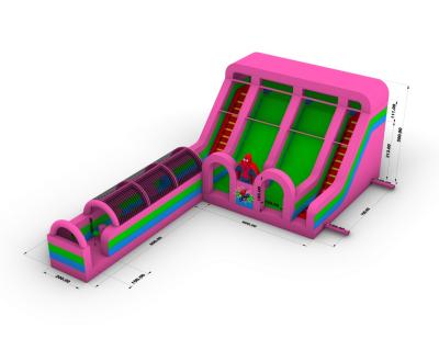 China Commercial Grade PVC  Spider-Man Waterslide Inflatable Bounce House Combo Obstacle Course Slide Inflatable Water Slide for sale