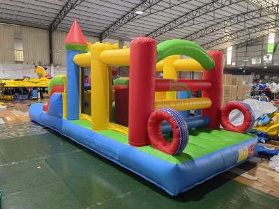 China Buitentuin gazon feest spel nat droog opblaasbaar springhuis combo obstakelbaan met glijbaan biljartbal put Te koop