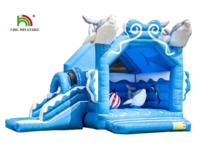 Cina Personalizzi il castello di salto gonfiabile del delfino blu di affari 1.6ft per il punto triplo doppio dei bambini in vendita