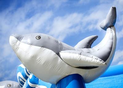 Cina Personalizzi il castello di salto gonfiabile del delfino blu di affari 1.6ft per il punto triplo doppio dei bambini in vendita