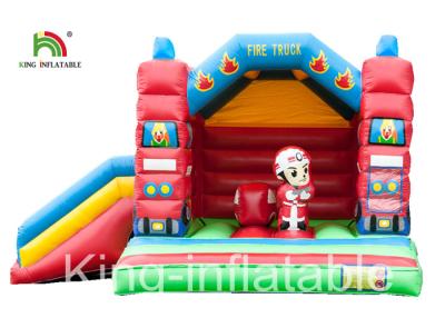 China Slide Type Fire Truck Trampoline Inflatable Jumping Castle For Indoor Kids for sale