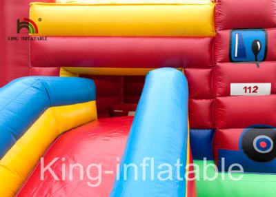 China Slide Type Fire Truck Trampoline Inflatable Jumping Castle For Indoor Kids for sale