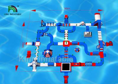 China parques infláveis da água do divertimento vermelho de 50 x de 35m com 2 anos de garantia à venda