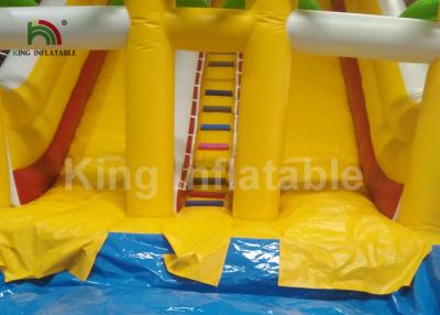 China Dual Lane Yellow 32.81ft Backyard Water Slides For Adults With Coconut Tree And Pool for sale