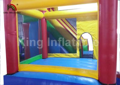 China PVC Tarpualin 4 de 0.55mm em 1 leão-de-chácara de salto inflável combinado com corrediça para crianças à venda