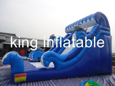China corrediça seca inflável de encerado do PVC de 0.55mm azul/corrediça branca unida para o divertimento à venda