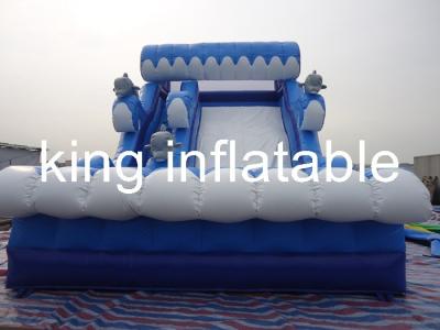 China corrediça seca inflável de encerado do PVC de 0.55mm azul/corrediça branca unida para o divertimento à venda