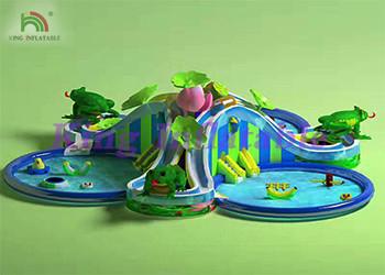 China PVC Airtight Green Inflatable Water Parks With Slides And Pools For Commercial for sale
