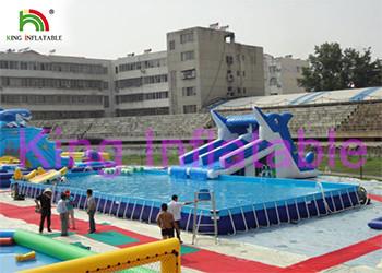 Cina Acqua gonfiabile blu/bianca parcheggia il multi divertimento in giocattoli dello scorrevole, dello stagno e dell'acqua in vendita