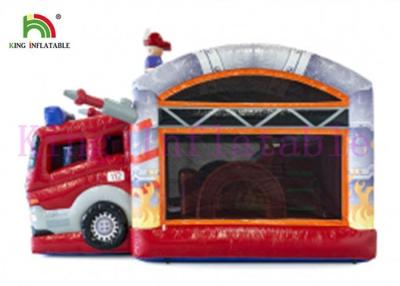 Cina Castello di salto gonfiabile del PVC del Firetruck rosso 0.55mm con lo scorrevole per i bambini in vendita