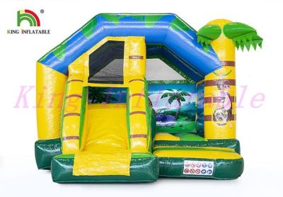 China Tropical Wild Animal Theme  Inflatable Jumping Castle With Slide Anti - Ruptured for sale