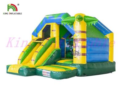 China Tropical Wild Animal Theme  Inflatable Jumping Castle With Slide Anti - Ruptured for sale