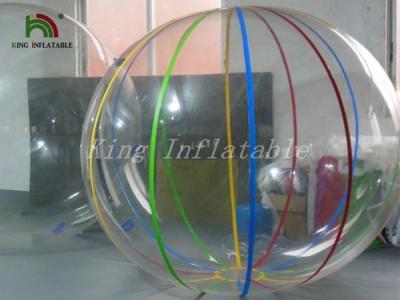 China 1.0mm PVC Transparent Walk On Water Inflatable Ball With Blue Strings for sale