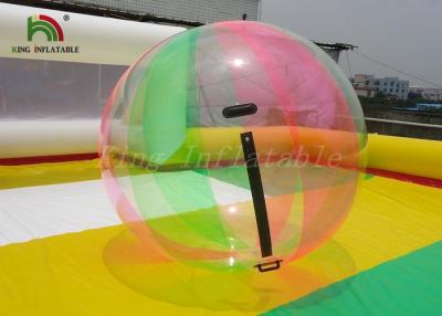 China Durable 1.0mm PVC Inflatable Water Ball Large Transparent Multicolored Strips for sale