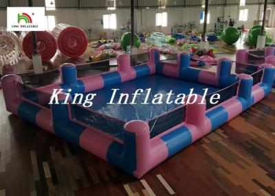 China Custom 0.9mm PVC Pool Type Inflatable Swimming Pool With Blue And Pink , 12x8m for sale
