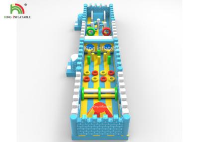 China Bright Blue Ice Snow Theme  Blow Up Obstacle Course With Digital Printing for sale