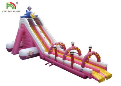 Cina Parco di divertimenti all'aperto su misura dell'acquascivolo gonfiabile della tela cerata del PVC di rosa di dimensione per i bambini in vendita