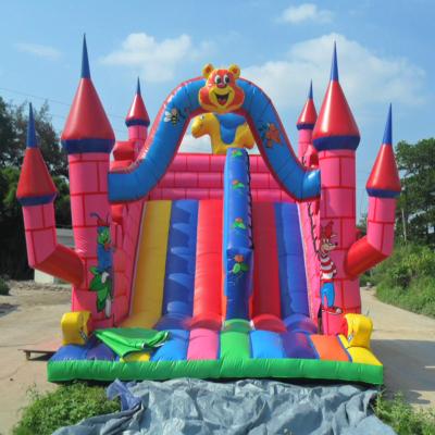 China Personalize o castelo de salto inflável com o encerado inflável do PVC do leão-de-chácara das crianças da corrediça à venda