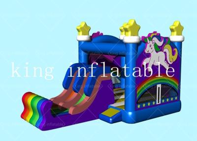 China PVC Tarpaulin OEM Unicorn Rainbow Inflatable Bouncer Castle for sale