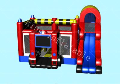 Cina castello di salto di tema del FireTruck dei bambini della tela cerata del PVC di 0.55mm in vendita