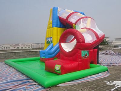 China Kids / Adults Outdoor Red Inflatable Swimming Pool Water Slide 0.55 mm PVC for sale