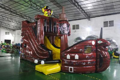 China Anti - UV Kids Backyard Inflatable Pirate Ship With Bouncy Slide Castle for sale