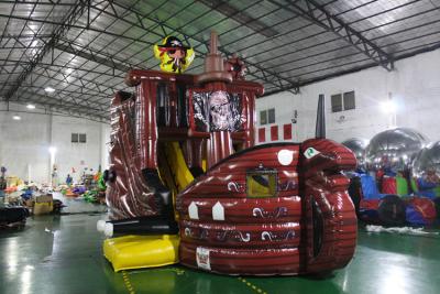 China Anti - UV Kids Backyard Inflatable Pirate Ship With Bouncy Slide Castle for sale