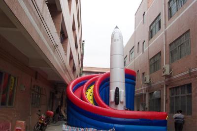 China Rotating Inflatable Water Slide With Rocket Outdoor Moonwalk Waterslide Sliding Fun for sale