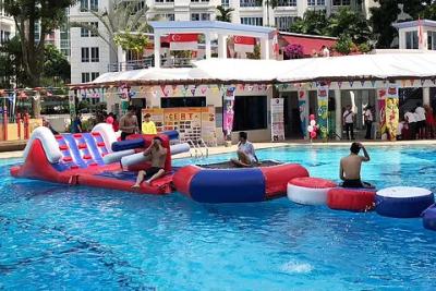 Cina Dimensione su ordinazione gonfiabile di corsa ad ostacoli dell'acqua del PVC di divertimento 0.9mm in vendita