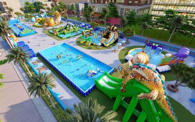 Cina Divertente fuori del parco combinato dell'acqua gonfiabile animale con il materiale della tela cerata del PVC di 0.9mm in vendita