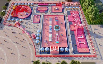 Cina Stagno gonfiabile del parco dell'acqua di tema di rosa con Logo Printing in vendita