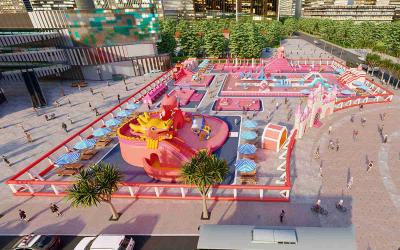 Cina Stagno gonfiabile del parco dell'acqua di tema di rosa con Logo Printing in vendita