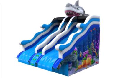 China Shark Inflatable Water Park Big Swimming Pool With Water Slide for sale