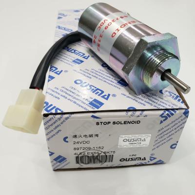 OUSIMA Fuel Stop Solenoid 897209-1152 24V For 4LE2 EX55 6K75 Excavator 8972091152 Fuel Stop Solenoid