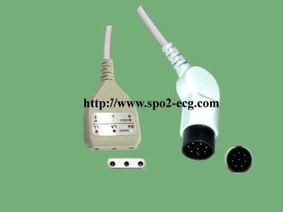 China Pés do cabo 9 do tronco da segurança ECG do RUÍDO/um cabo da parte ECG com pressão e grampo à venda