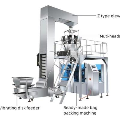 Cina Materiale di imballaggio in plastica usato Macchina di imballaggio a sacchetto rotativo a velocità ridotta per noci e semi in vendita