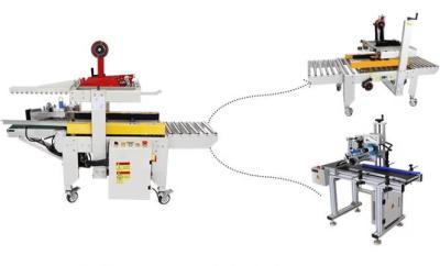China Left and Right Drive Carton Box Sealing And Labeling Machine for Medium-Sized Cartons for sale