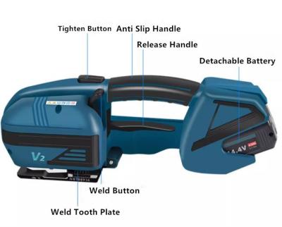 Cina Macchina di rilegatura a cassa a batteria elettrica portatile per cinture in PET e PP in vendita
