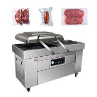 China Beef Steak Plastic Packaging 40m3/h Pump Speed Vertical Double Chamber Vacuum Packer for sale
