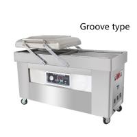 China Beef Steak Plastic Packaging 40m3/h Pump Speed Vertical Double Chamber Vacuum Packer for sale