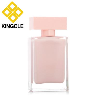 China fancy original creative pink painting coating inside empty 100ml glass perfume bottle for sale