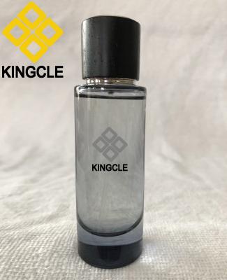 China Custom Clear Glass Perfume Bottles , Circular Glass Perfume Bottles Various Caps for sale